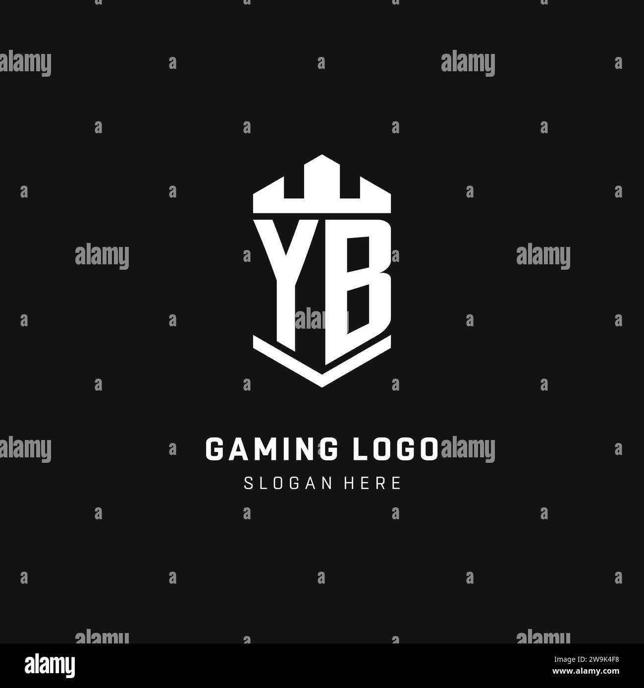 YB monogram logo initial with crown and shield guard shape style vector graphic Stock Vector ...