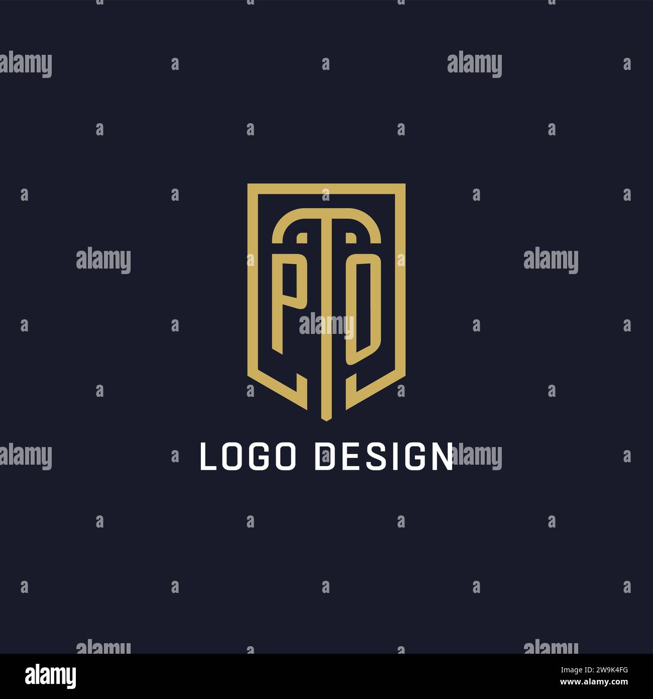 Initial PO shield logo luxury style, Creative company logo design ...