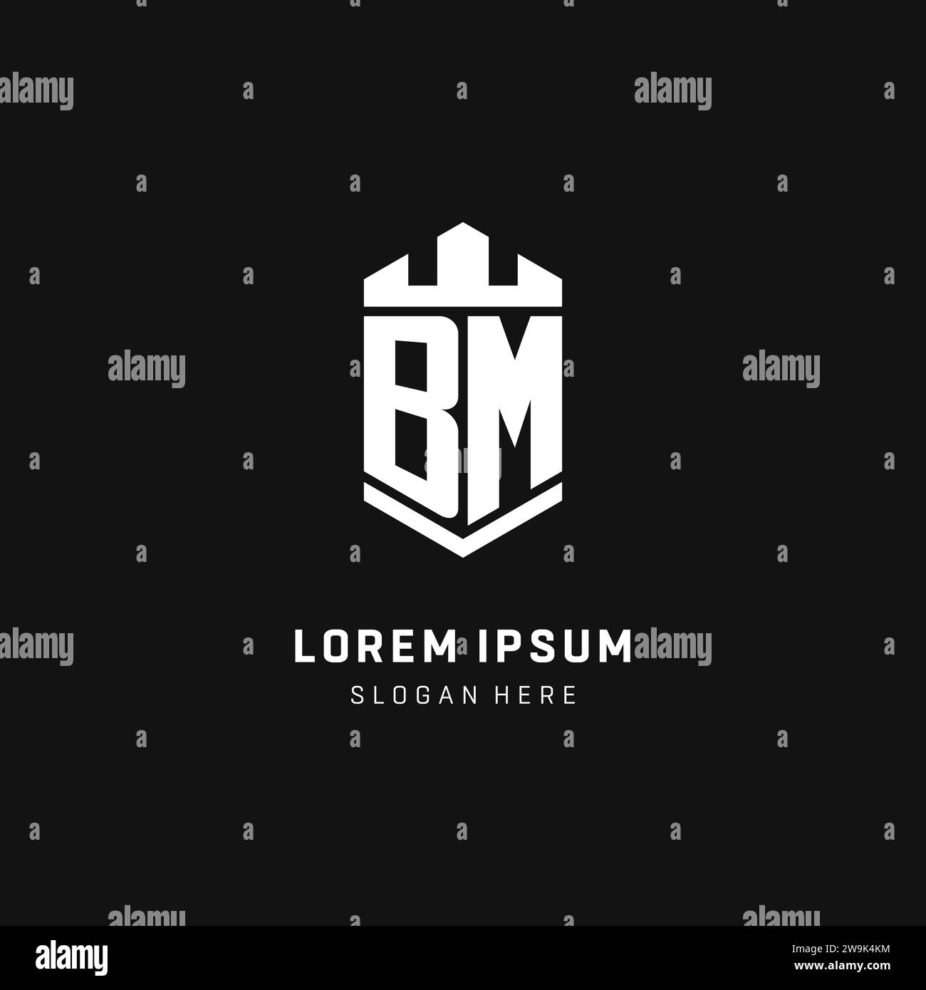 BM monogram logo initial with crown and shield guard shape style vector graphic Stock Vector ...
