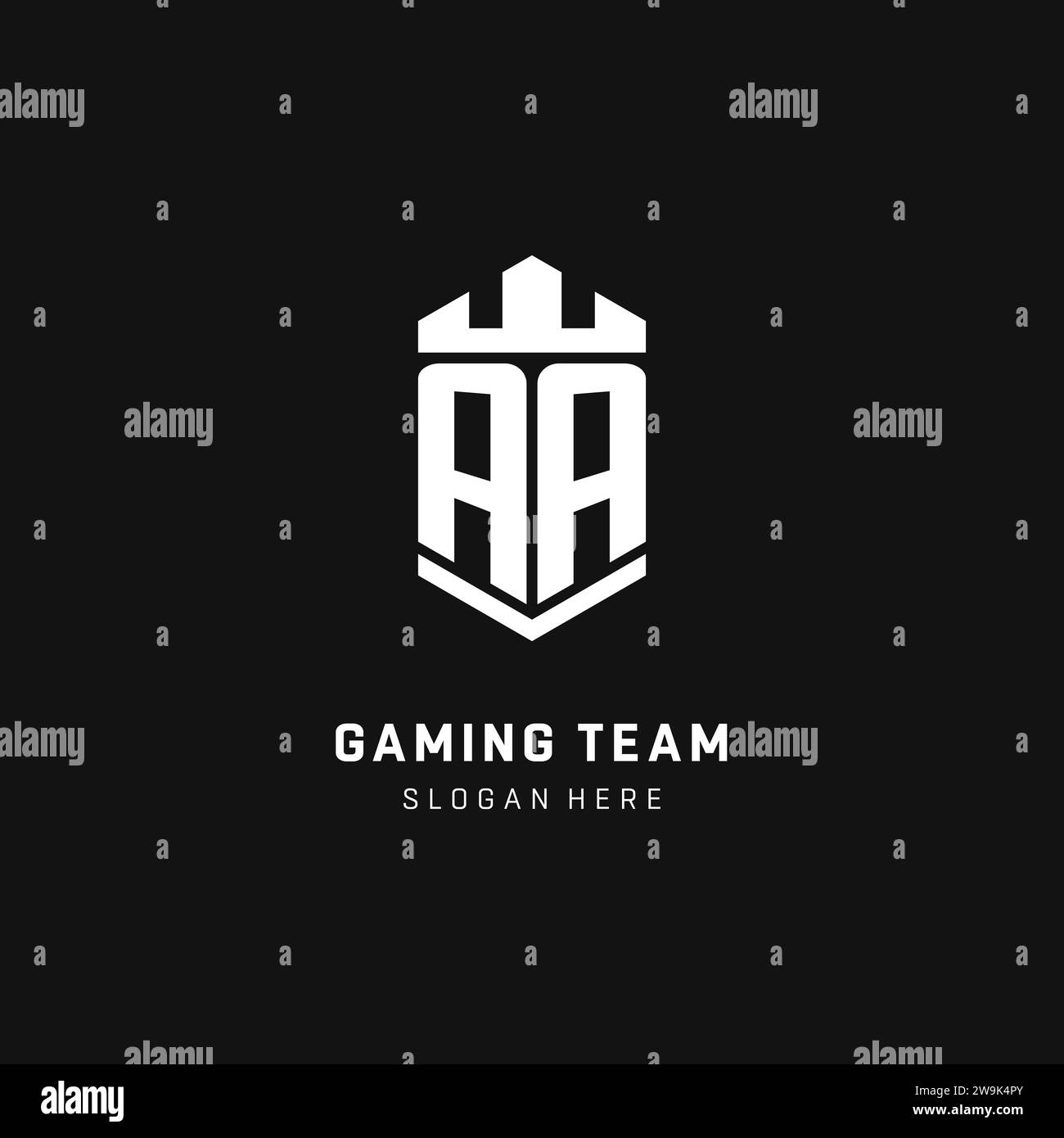 AA monogram logo initial with crown and shield guard shape style vector ...