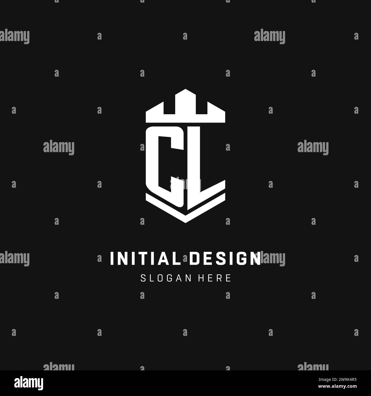 CL monogram logo initial with crown and shield guard shape style vector graphic Stock Vector ...