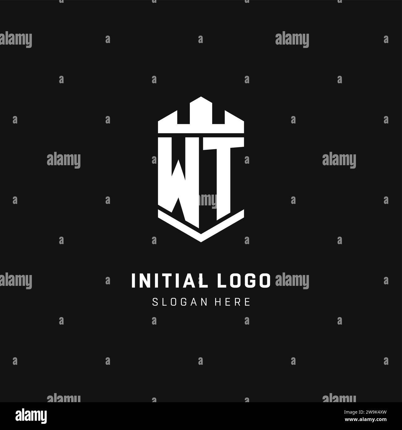 WT monogram logo initial with crown and shield guard shape style vector graphic Stock Vector ...