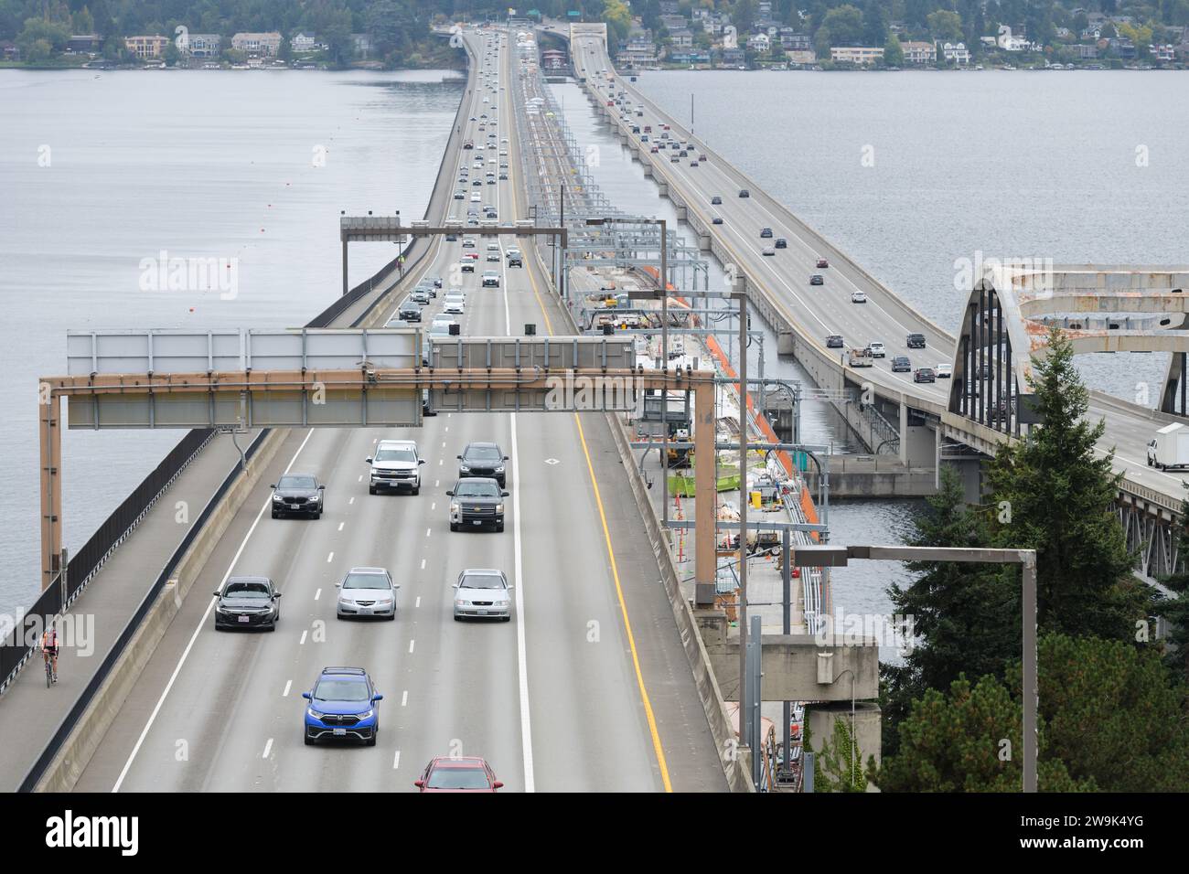 Seattle - September 17, 2023; Lake Washington Floating Bridge with ...