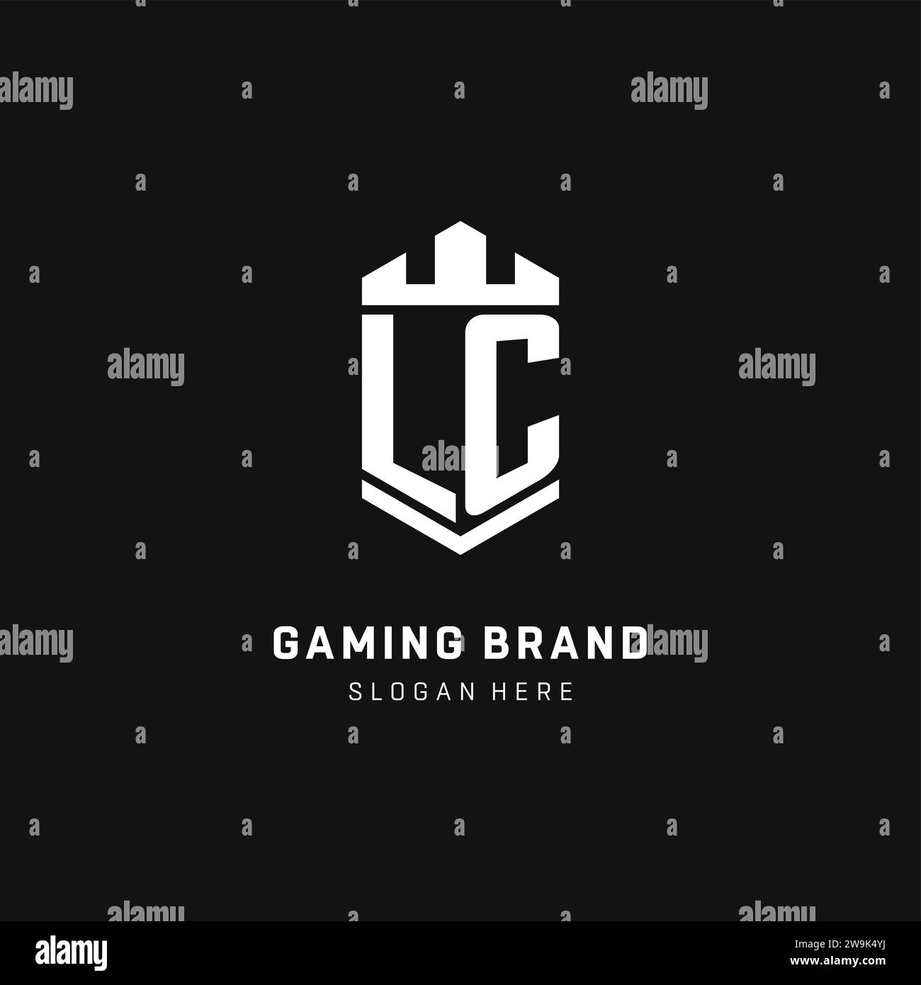 LC monogram logo initial with crown and shield guard shape style vector graphic Stock Vector ...