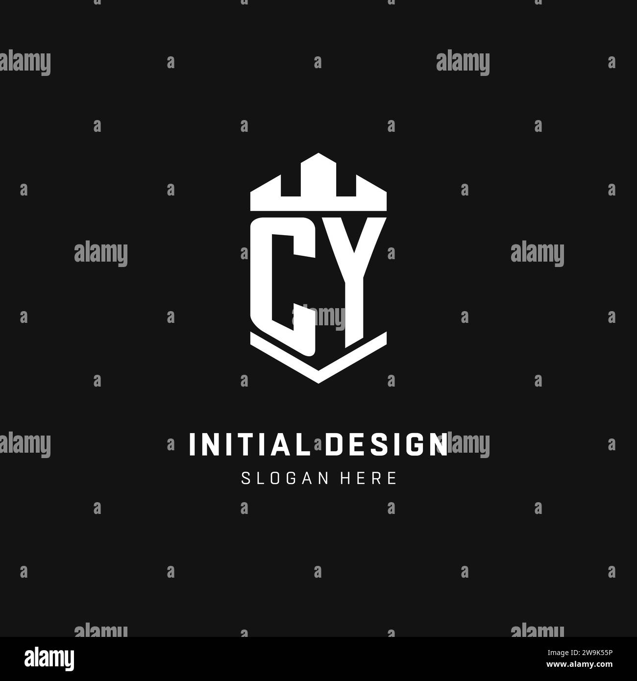 CY monogram logo initial with crown and shield guard shape style vector graphic Stock Vector ...