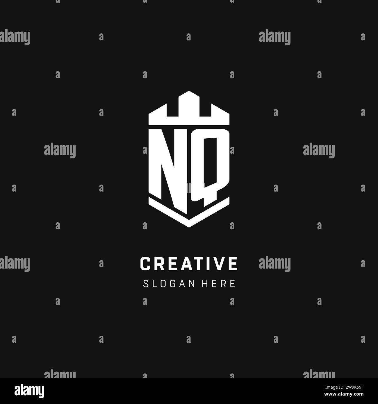 NQ monogram logo initial with crown and shield guard shape style vector graphic Stock Vector ...