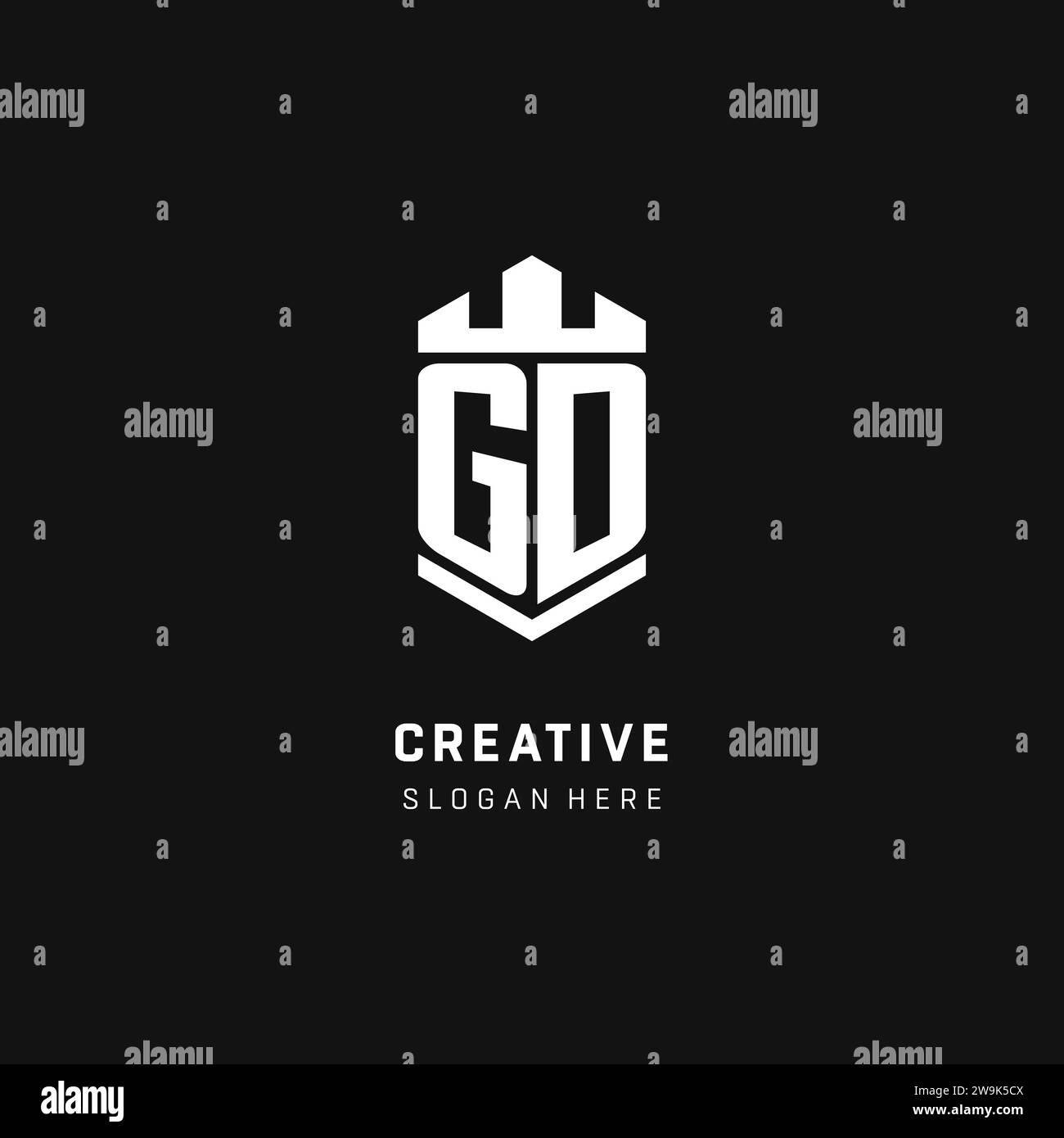 GD monogram logo initial with crown and shield guard shape style vector graphic Stock Vector ...