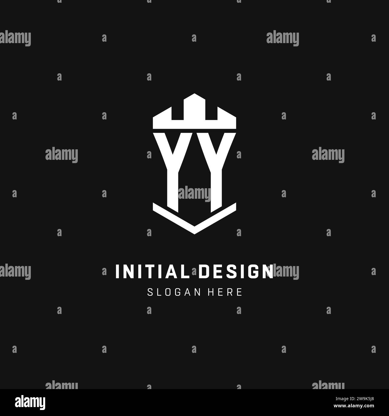 YY monogram logo initial with crown and shield guard shape style vector graphic Stock Vector ...