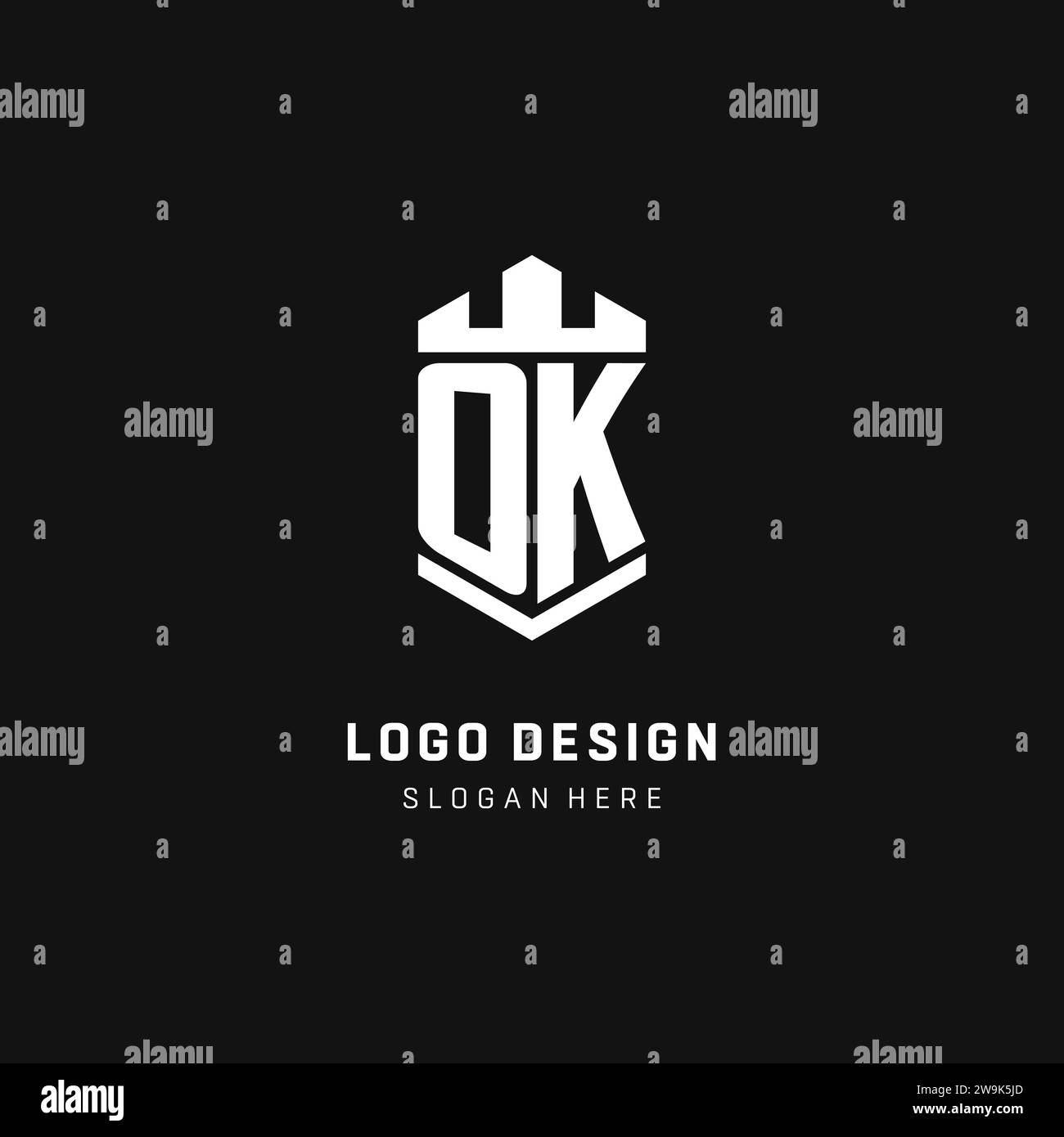 OK monogram logo initial with crown and shield guard shape style vector graphic Stock Vector ...
