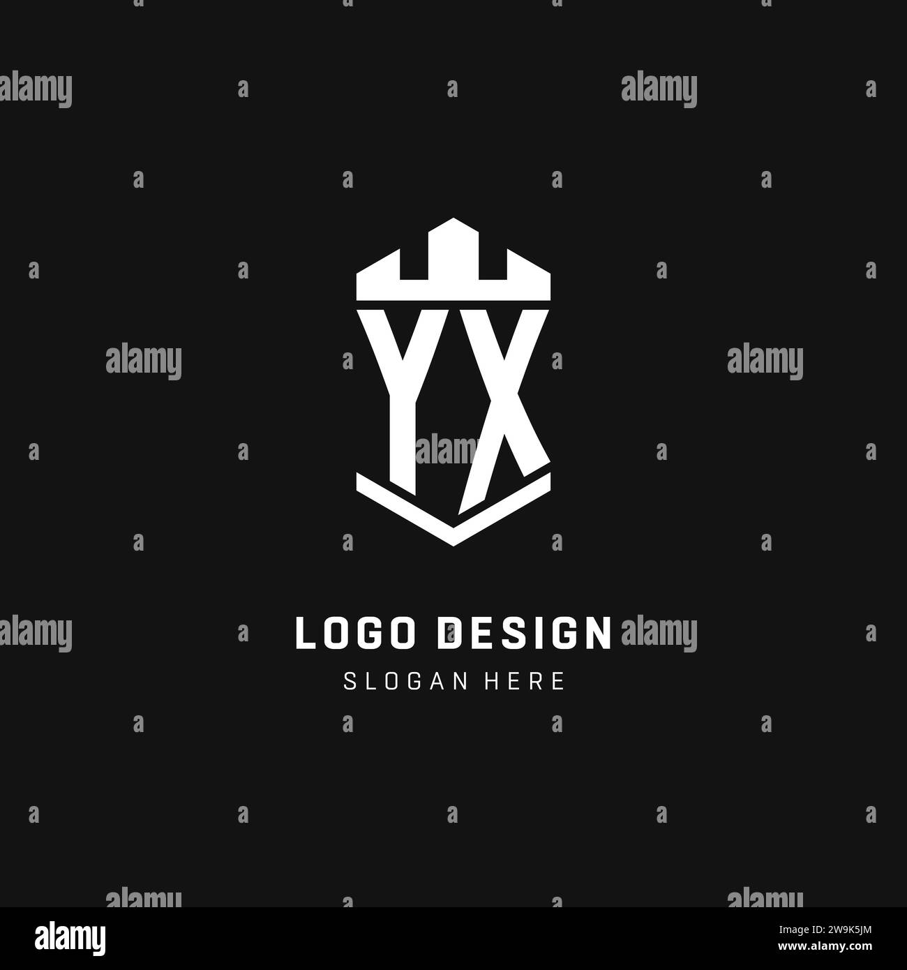 YX monogram logo initial with crown and shield guard shape style vector graphic Stock Vector ...