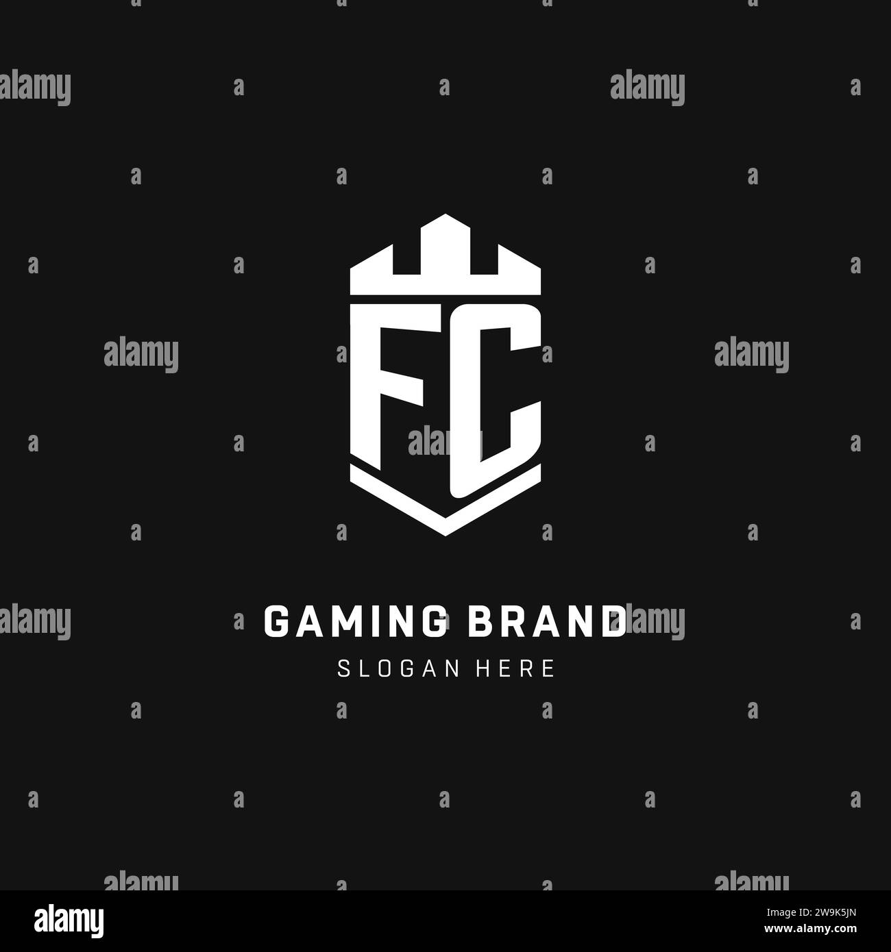 FC monogram logo initial with crown and shield guard shape style vector graphic Stock Vector ...