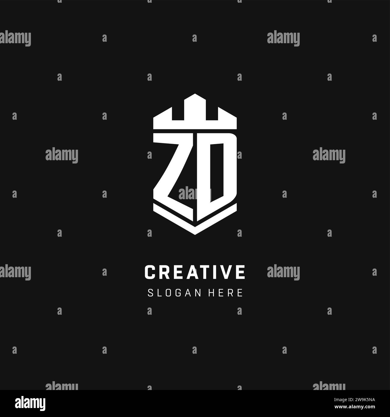 ZD monogram logo initial with crown and shield guard shape style vector graphic Stock Vector ...