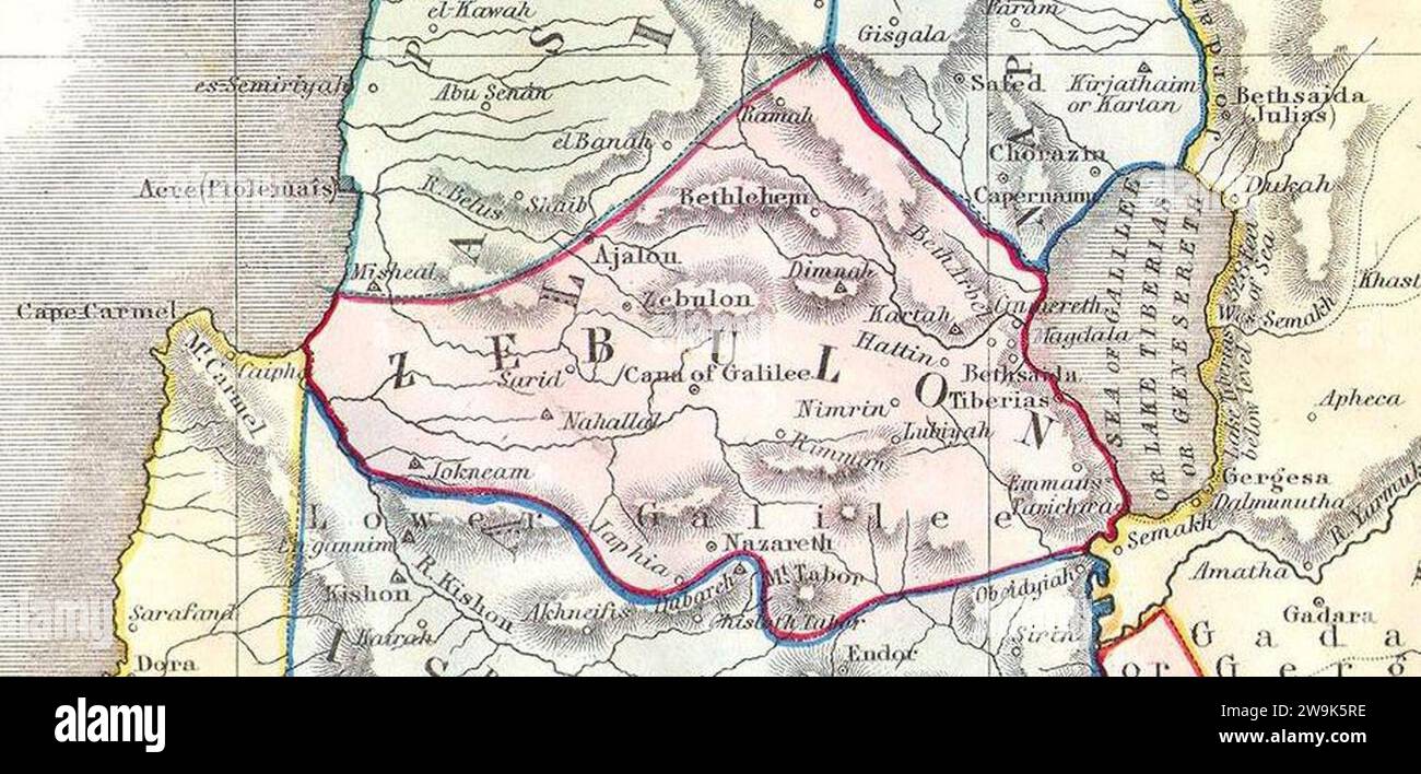 Zebulon. 1852 Philip Map of Palestine - Israel - Holy Land ...