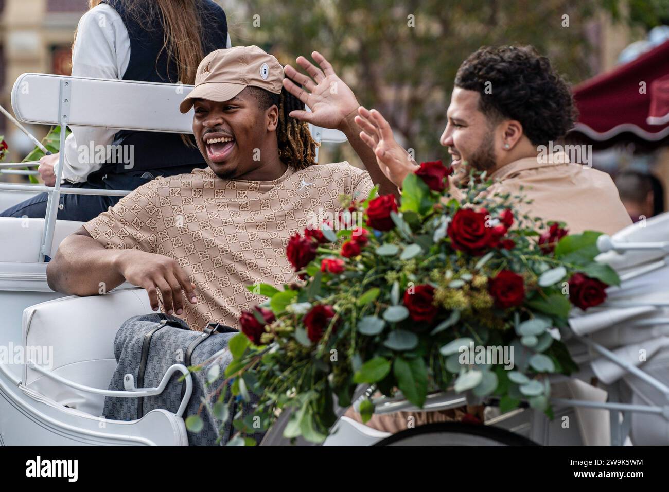 Michigan Wolverines running back Blake Corum (right) and defensive ...
