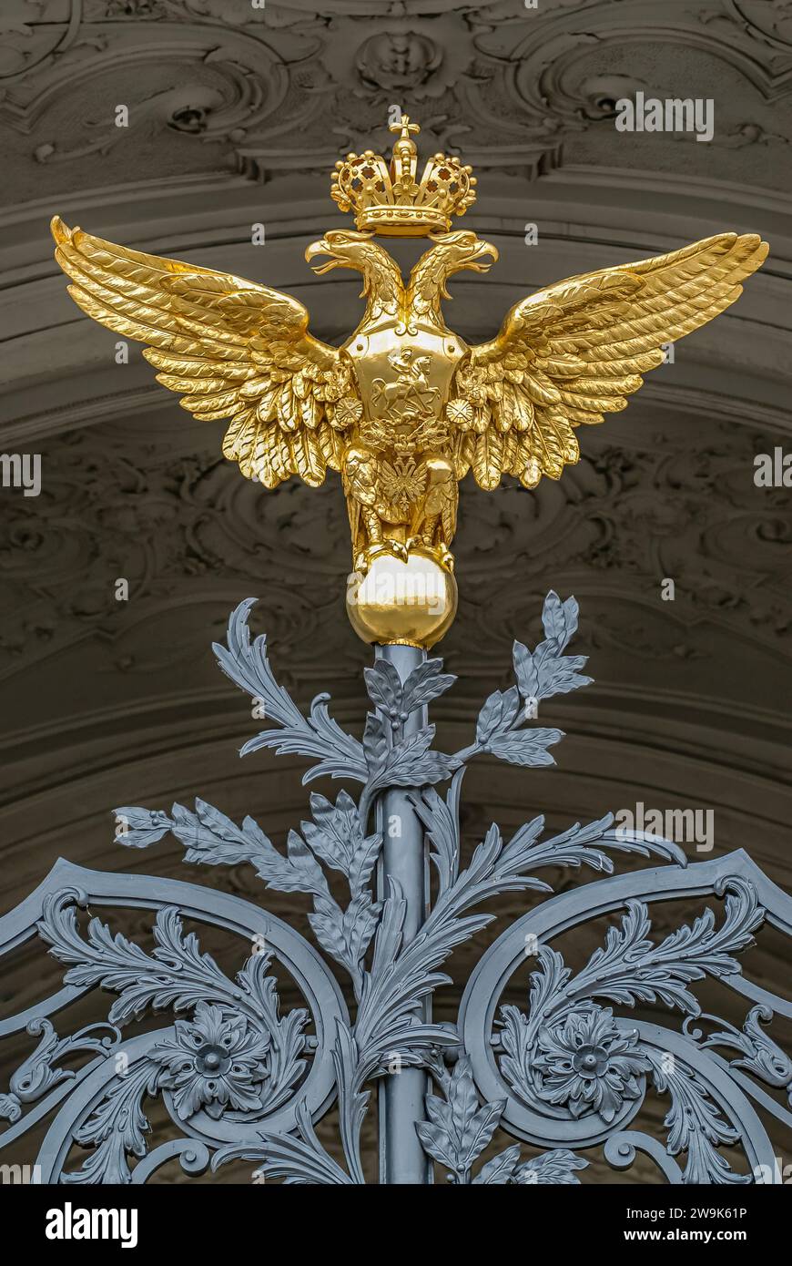 Detail of the double-headed Russian eagle in St.Petersburg, Russia ...