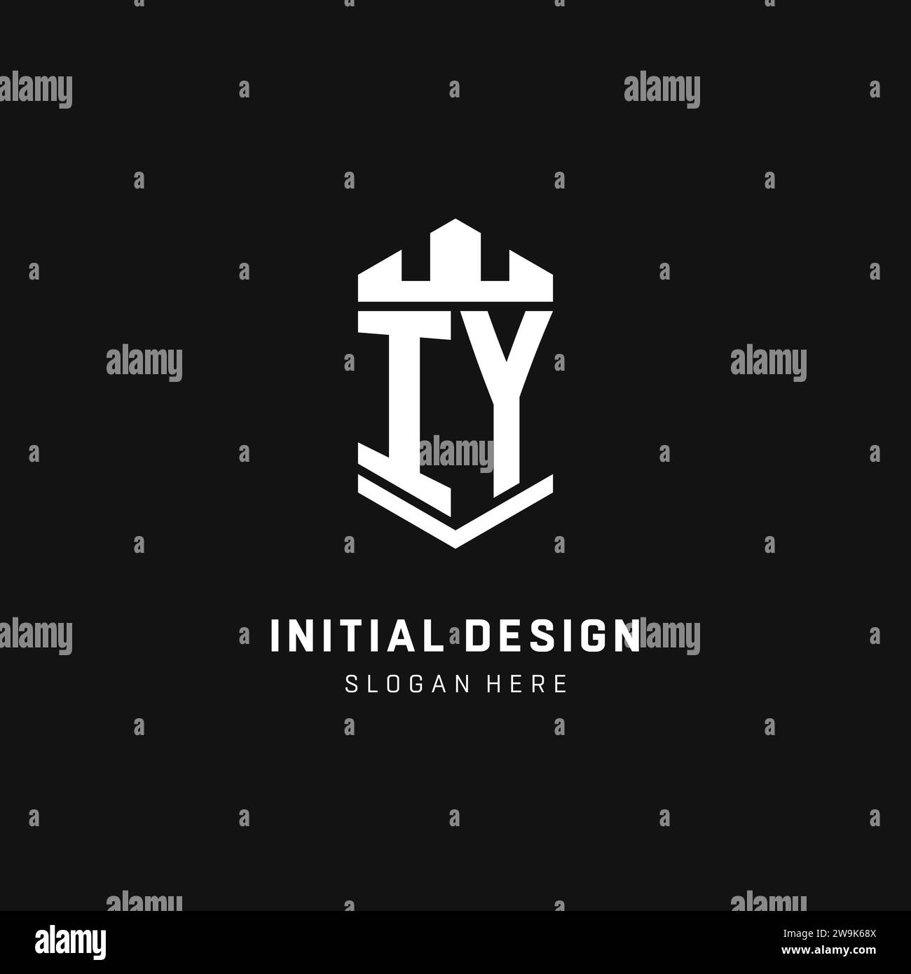 IY monogram logo initial with crown and shield guard shape style vector ...