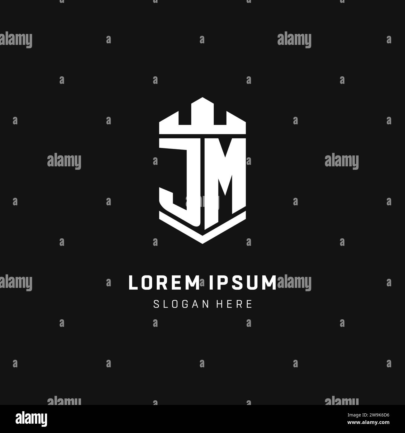 JM monogram logo initial with crown and shield guard shape style vector graphic Stock Vector ...