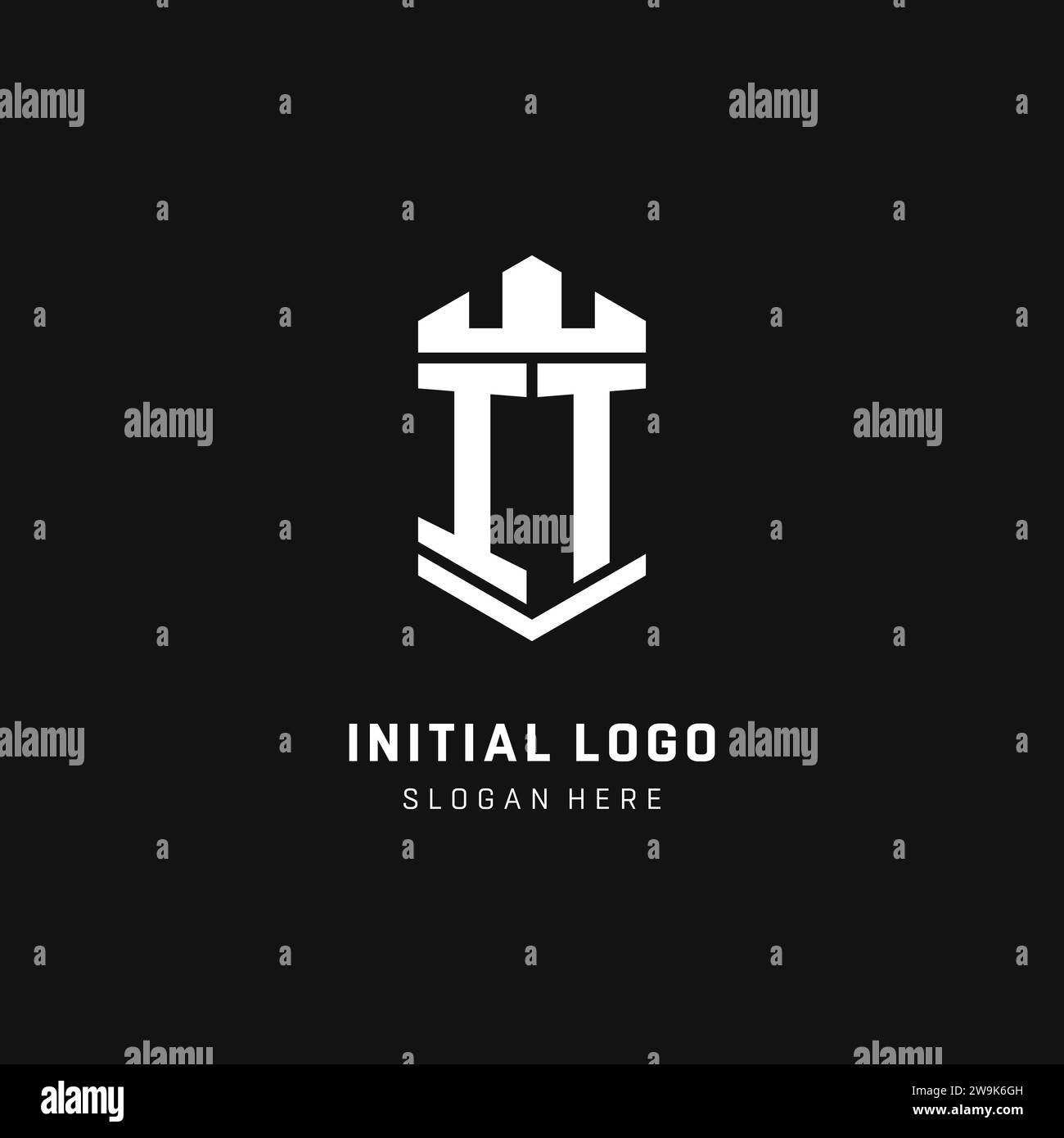 IT monogram logo initial with crown and shield guard shape style vector graphic Stock Vector ...
