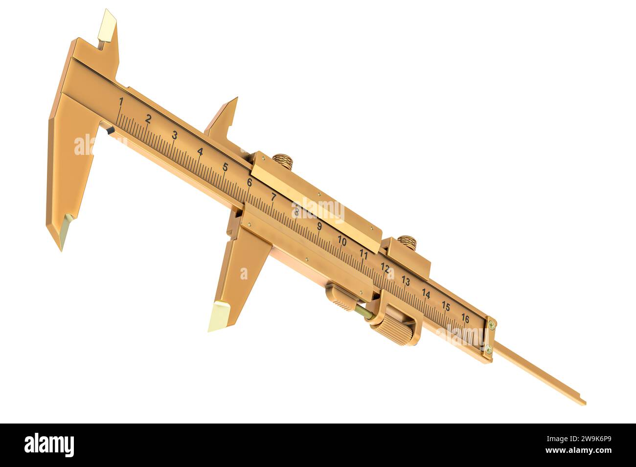 Golden Vernier Caliper, 3D rendering isolated on white background Stock ...