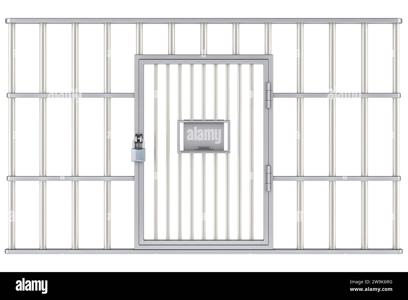 Steel cage, prison cell. Front view, 3D rendering isolated on white ...