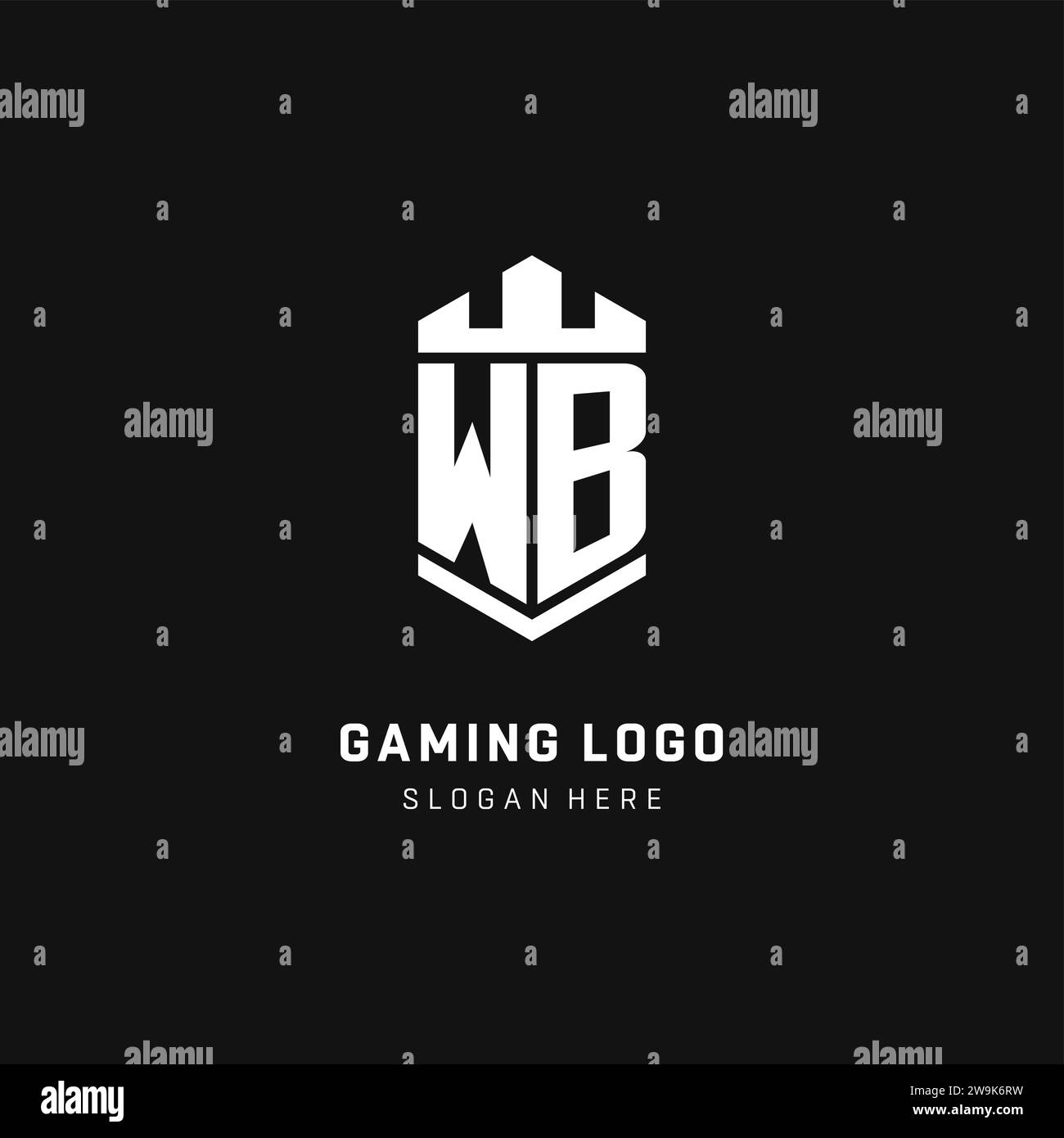 WB monogram logo initial with crown and shield guard shape style vector graphic Stock Vector ...
