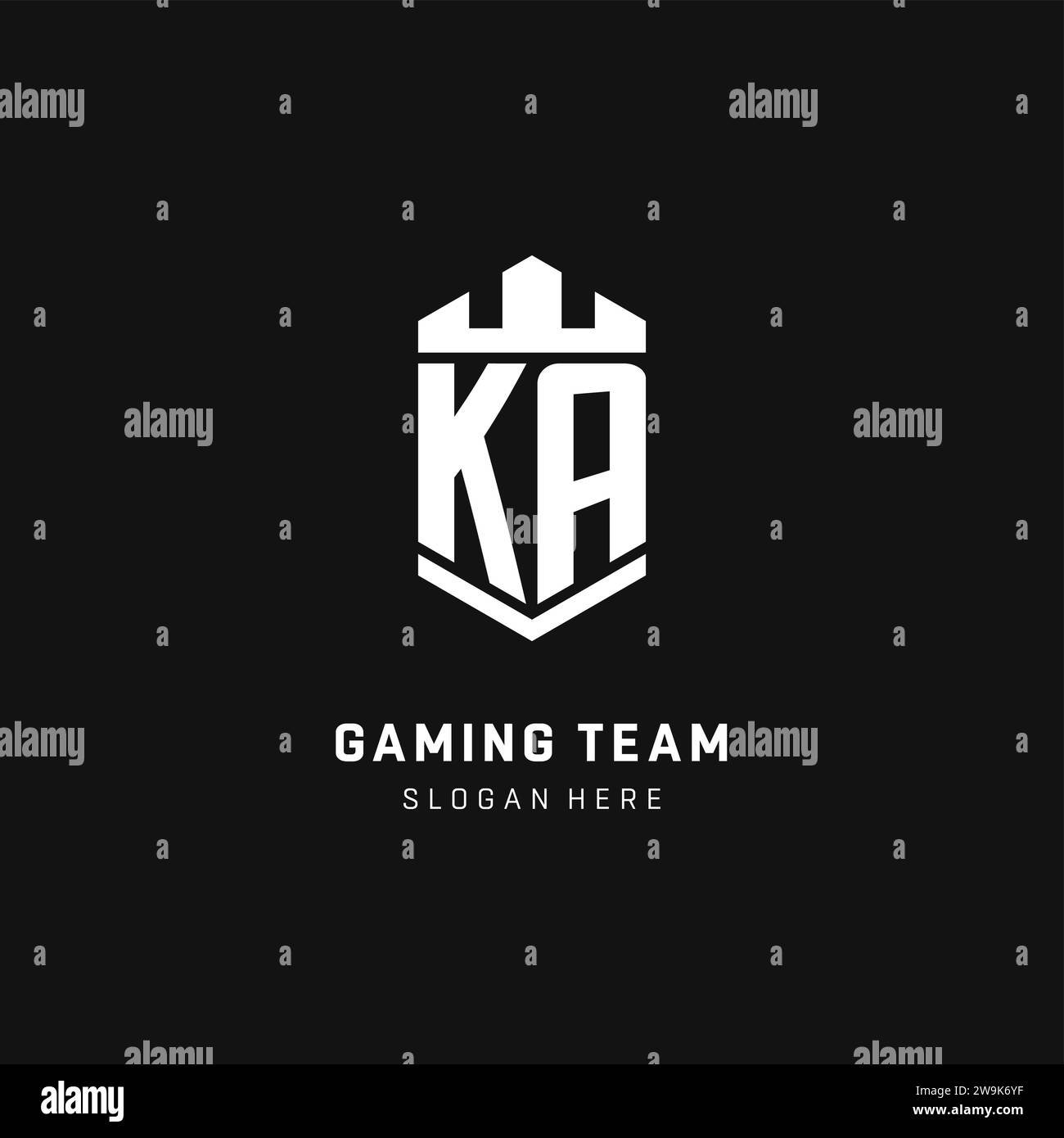 KA monogram logo initial with crown and shield guard shape style vector graphic Stock Vector ...