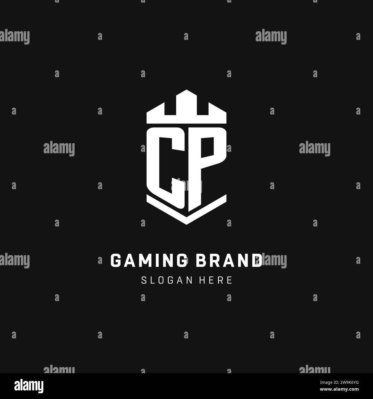 CP monogram logo initial with crown and shield guard shape style vector graphic Stock Vector ...