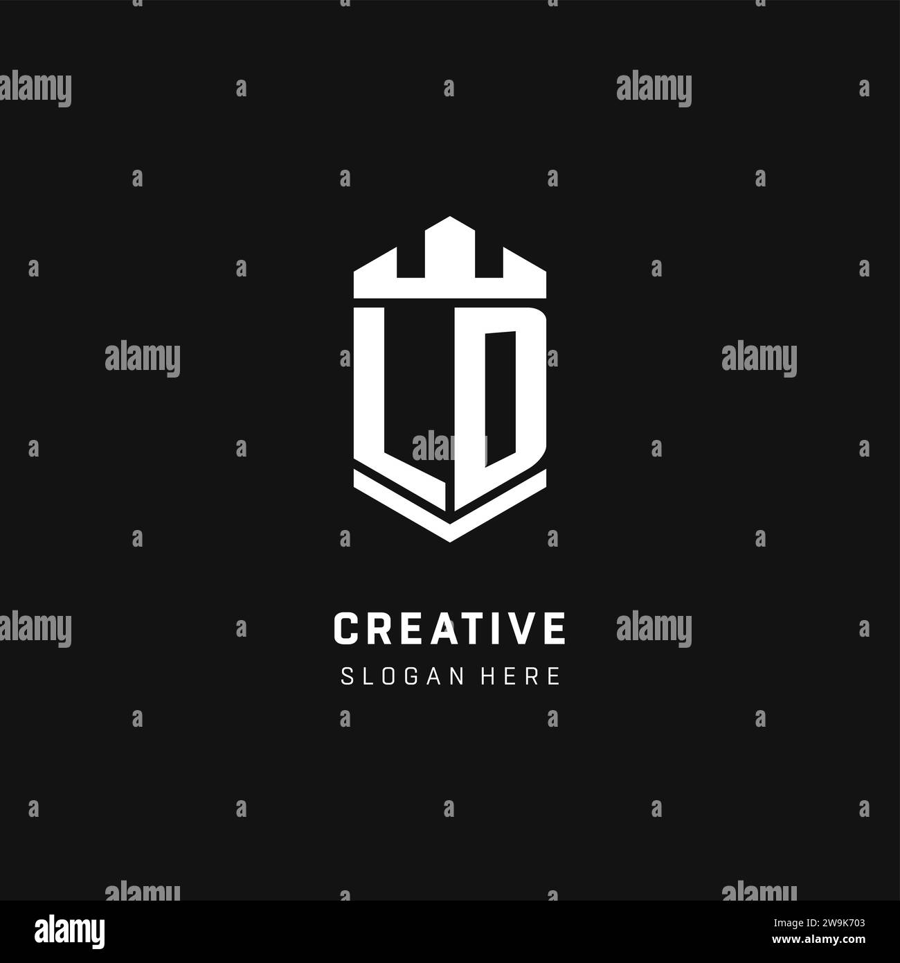 LD monogram logo initial with crown and shield guard shape style vector graphic Stock Vector ...