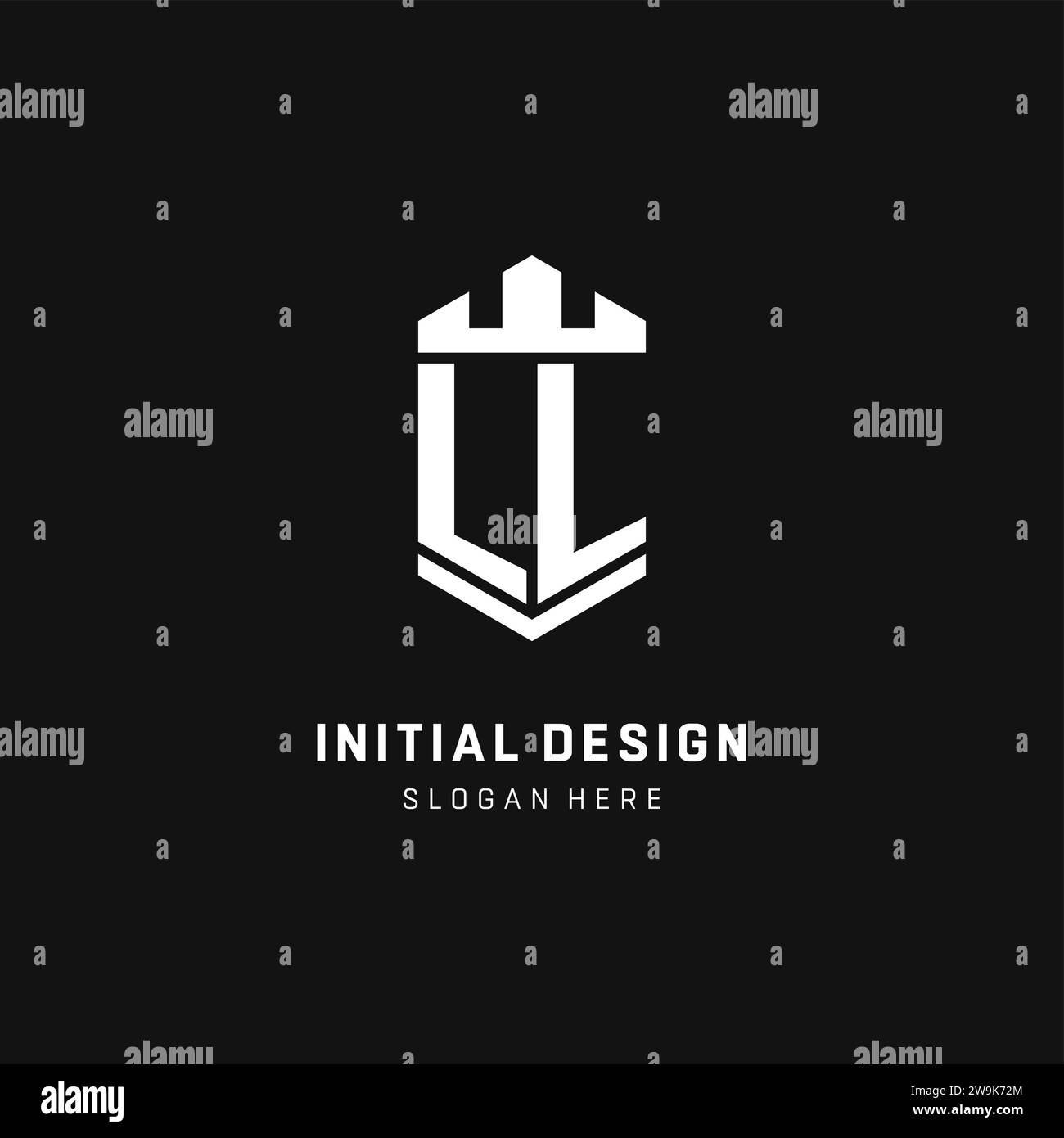 LL monogram logo initial with crown and shield guard shape style vector graphic Stock Vector ...