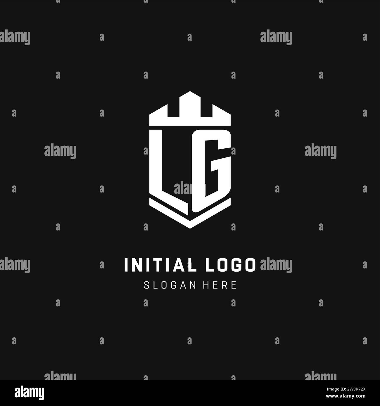 LG monogram logo initial with crown and shield guard shape style vector graphic Stock Vector ...