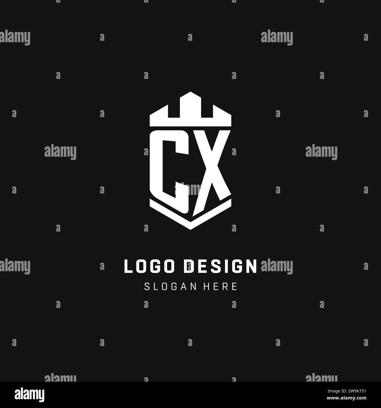 CX monogram logo initial with crown and shield guard shape style vector graphic Stock Vector ...