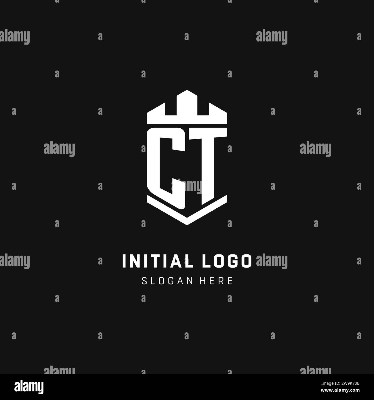 CT monogram logo initial with crown and shield guard shape style vector graphic Stock Vector ...