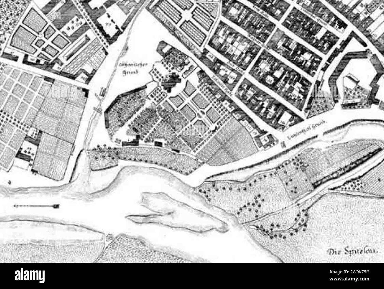 Zeichnung - Palais Althan-Pouthon mit Barockgarten - Plan- 1704 Stock ...
