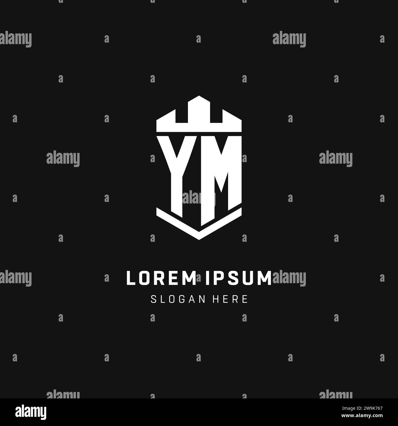YM monogram logo initial with crown and shield guard shape style vector graphic Stock Vector ...