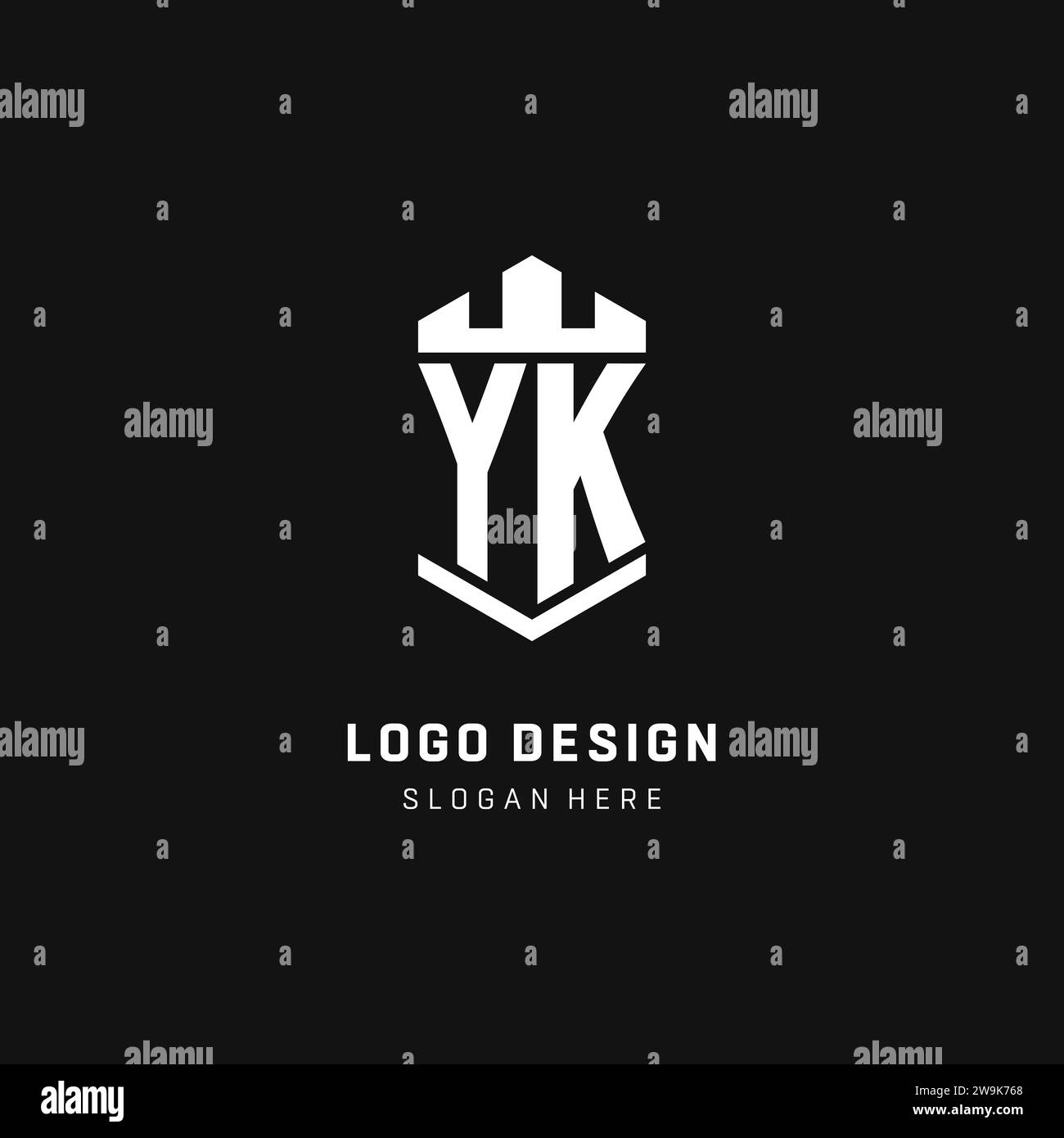 YK monogram logo initial with crown and shield guard shape style vector graphic Stock Vector ...