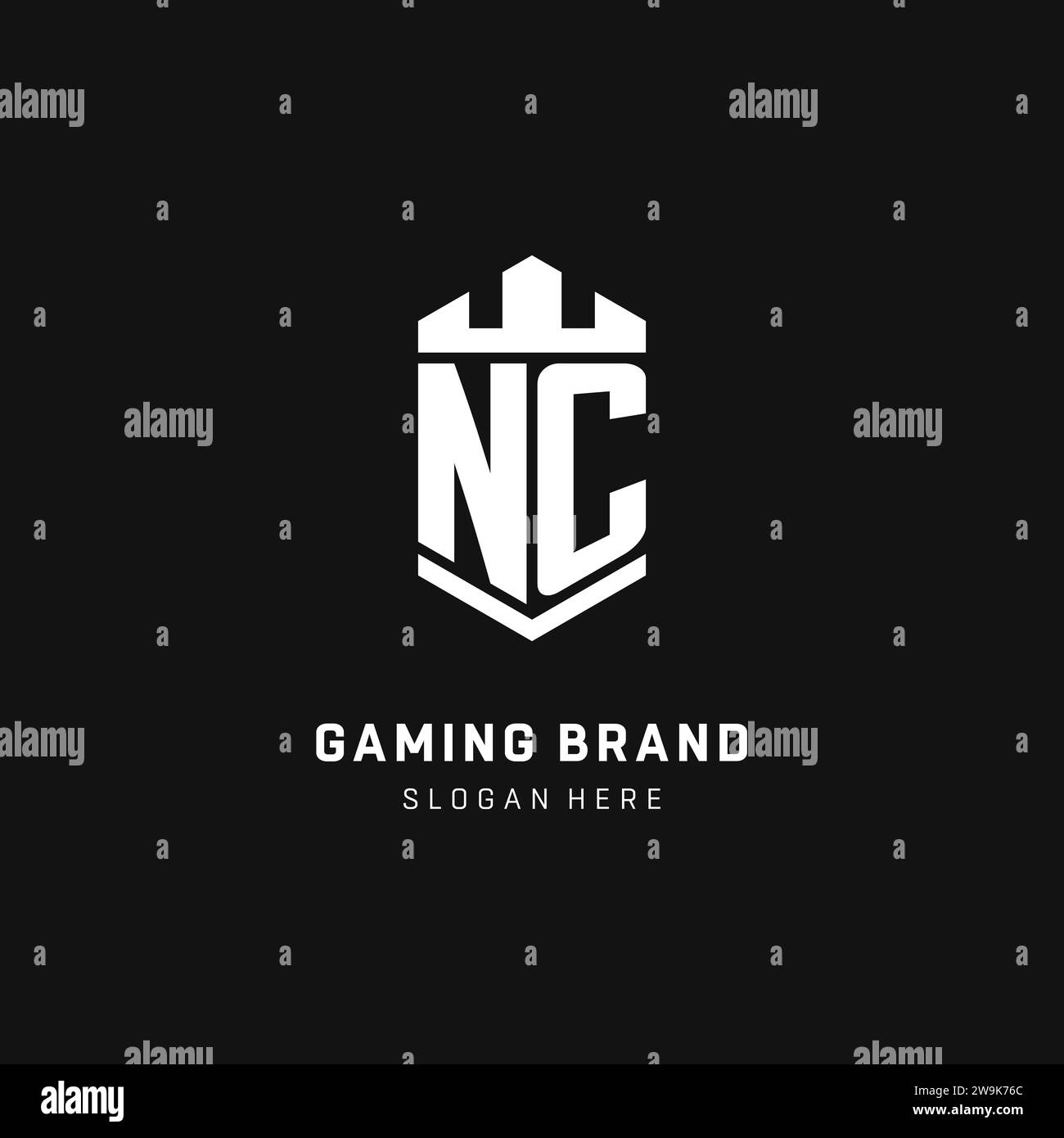 NC monogram logo initial with crown and shield guard shape style vector graphic Stock Vector ...