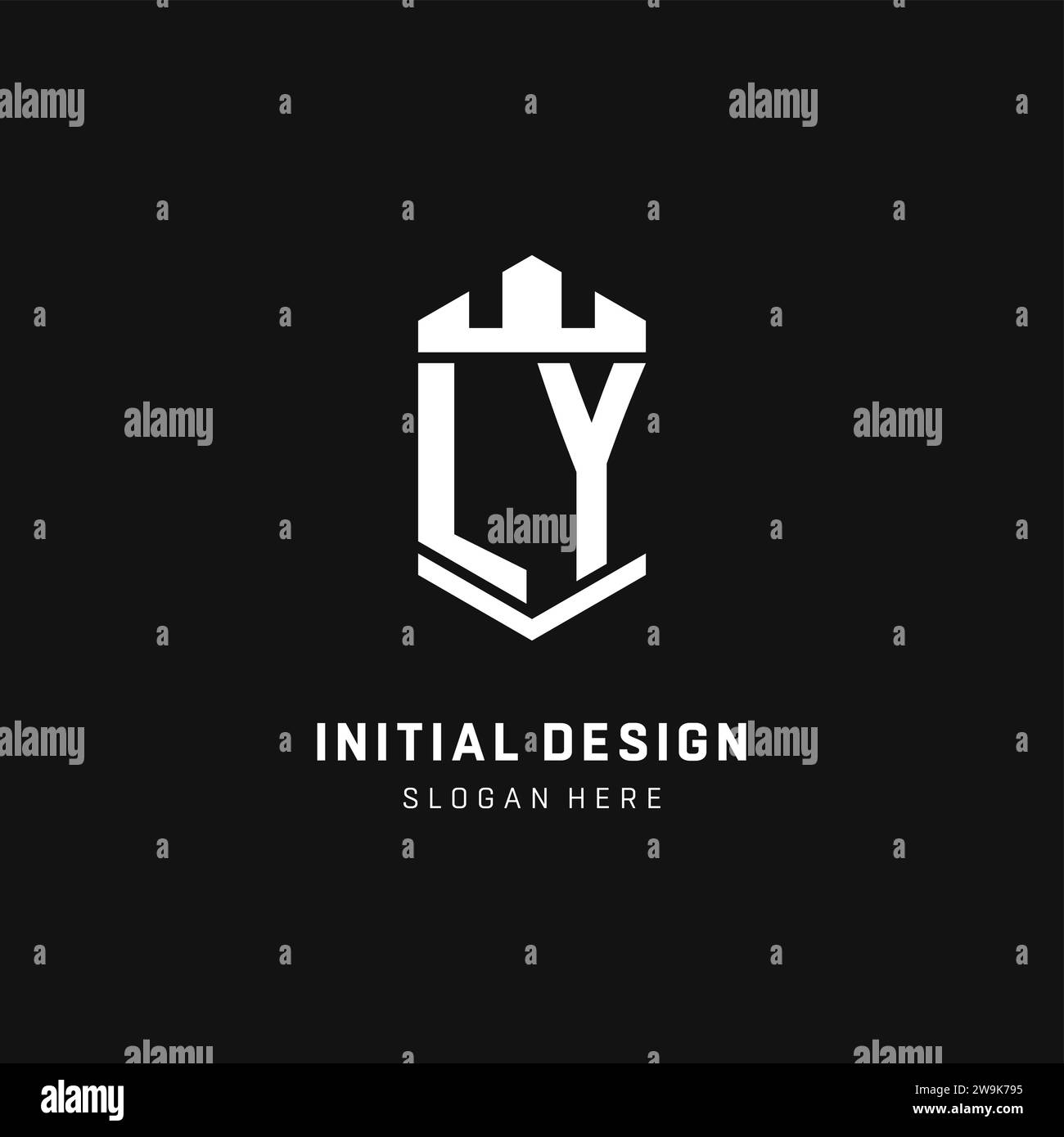 LY monogram logo initial with crown and shield guard shape style vector graphic Stock Vector ...