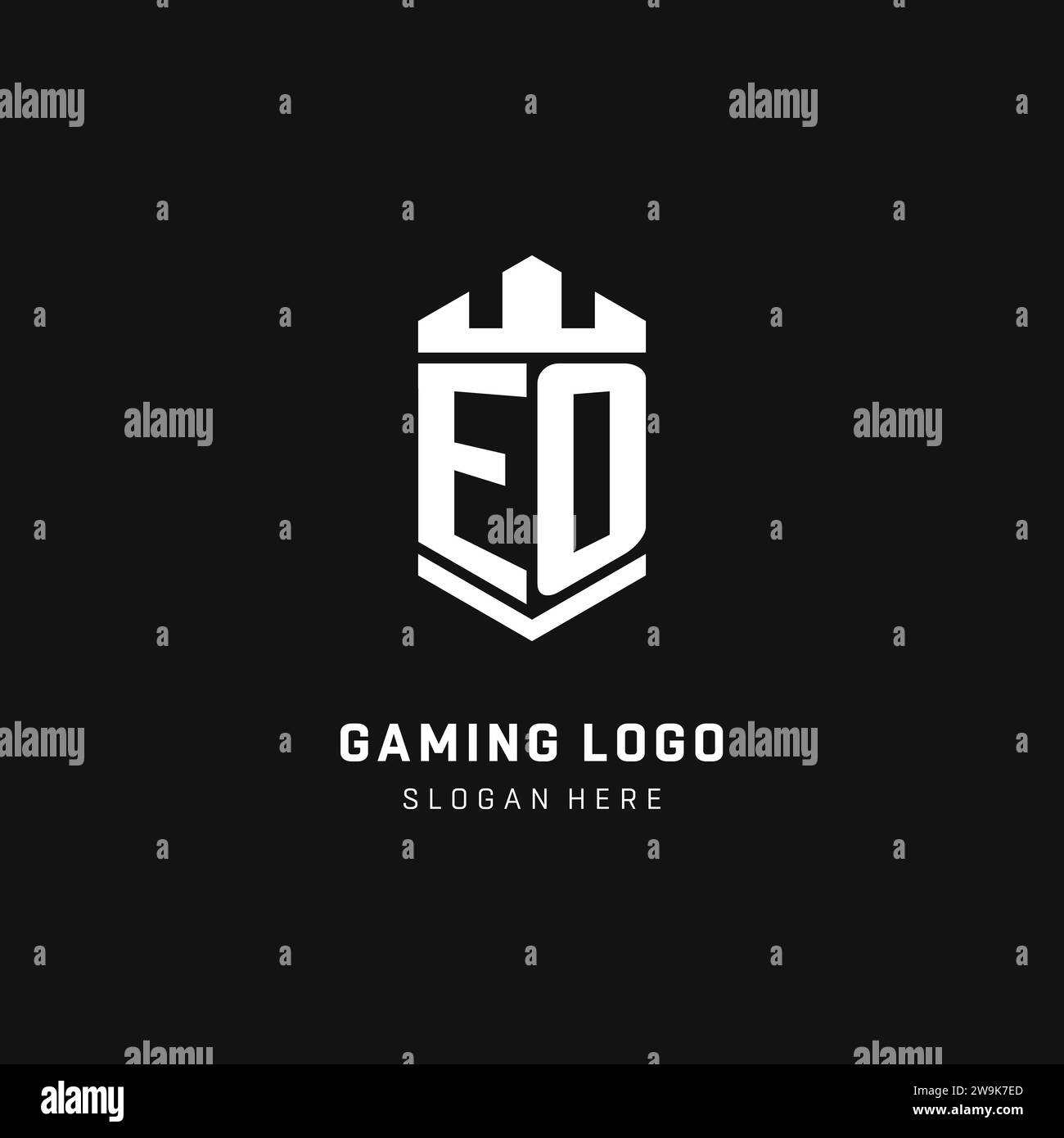 EO monogram logo initial with crown and shield guard shape style vector graphic Stock Vector ...