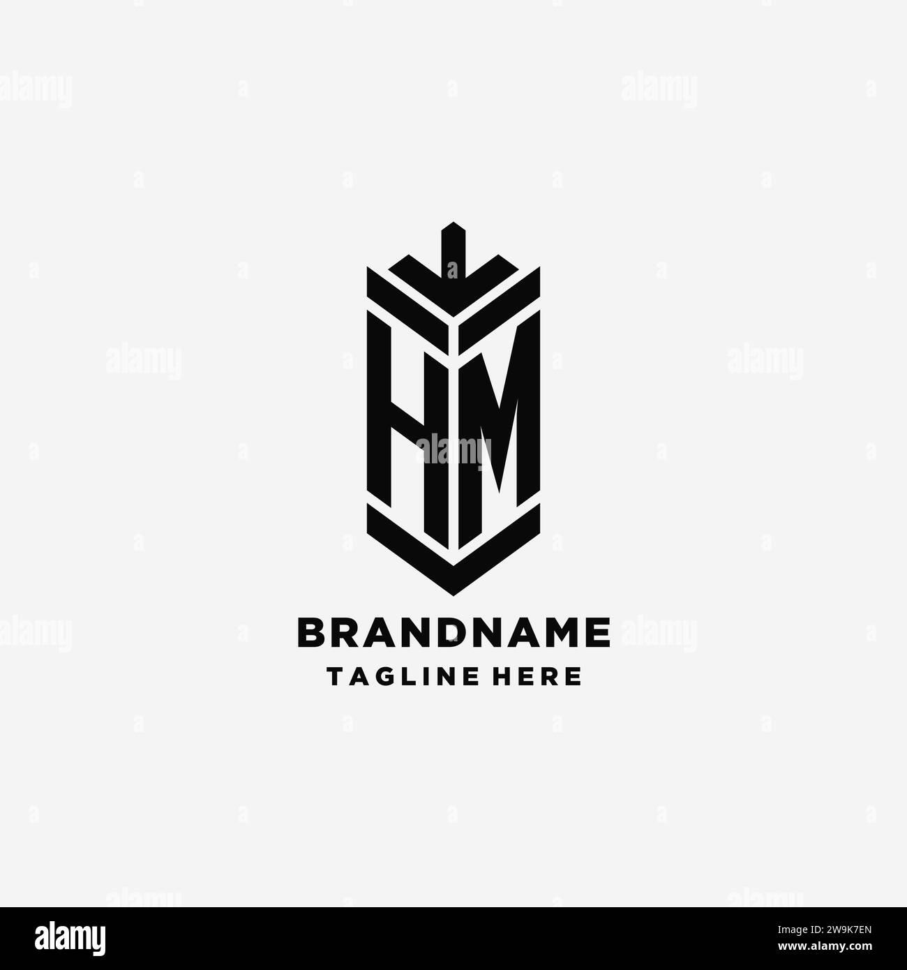 Initials HM shield logo design, creative monogram logo inspiration vector graphic Stock Vector ...