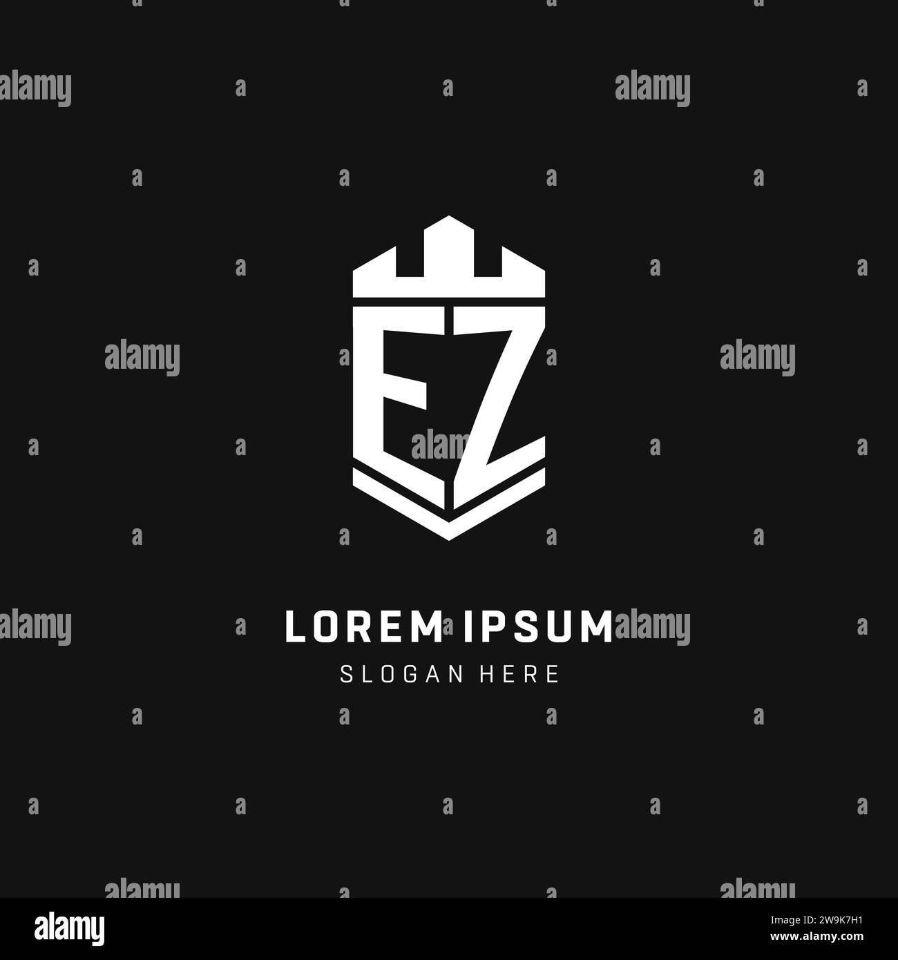 EZ monogram logo initial with crown and shield guard shape style vector graphic Stock Vector ...