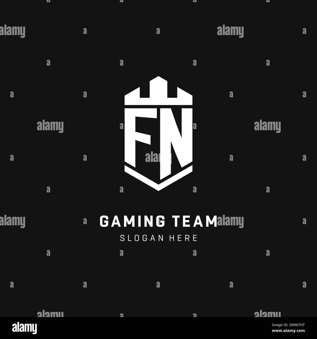 FN monogram logo initial with crown and shield guard shape style vector graphic Stock Vector ...