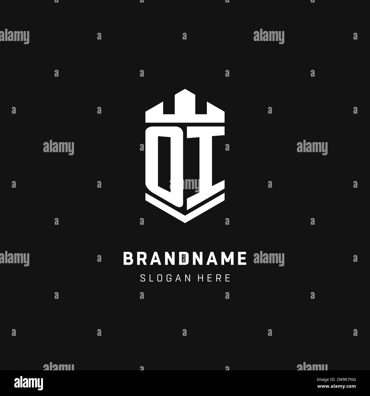OI monogram logo initial with crown and shield guard shape style vector graphic Stock Vector ...