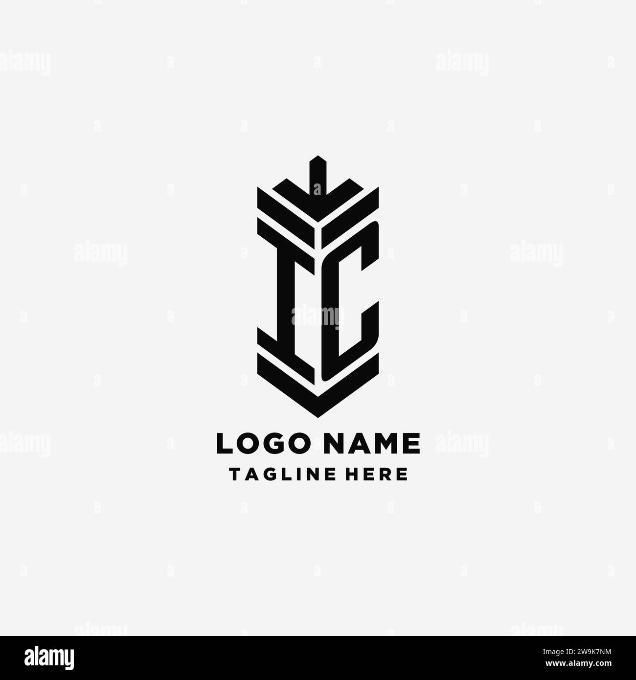 Initials IC shield logo design, creative monogram logo inspiration vector graphic Stock Vector ...