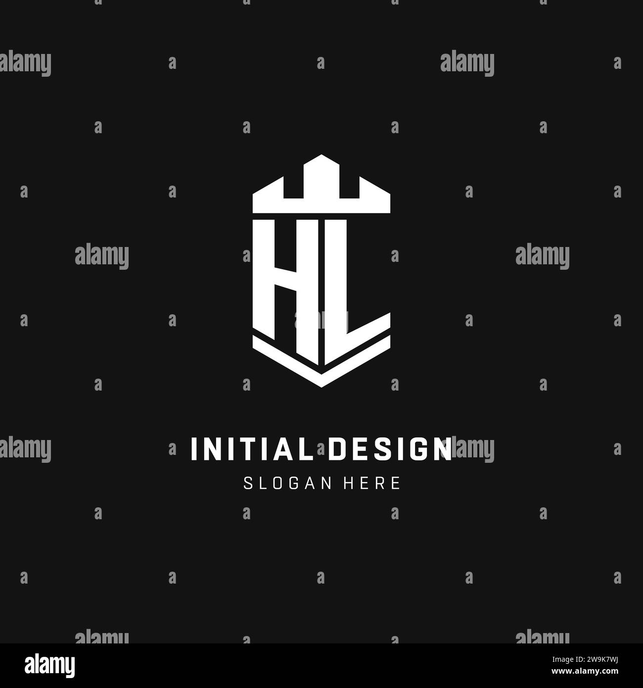 HL monogram logo initial with crown and shield guard shape style vector graphic Stock Vector ...