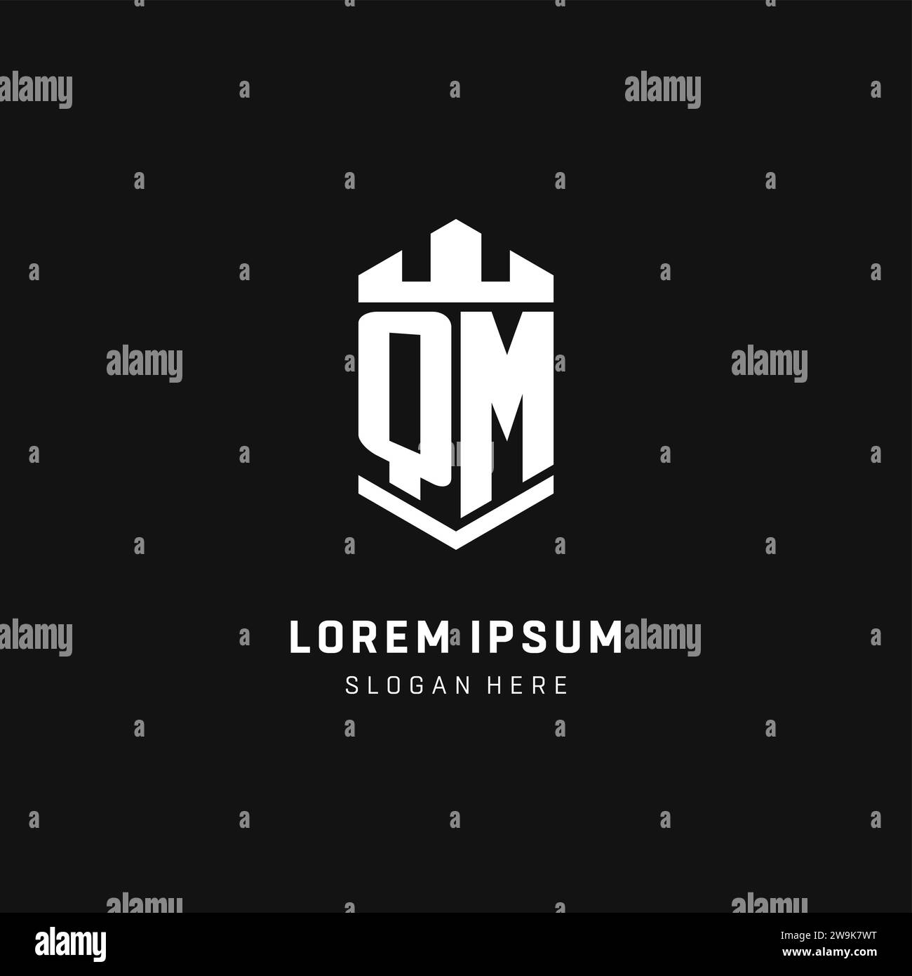QM monogram logo initial with crown and shield guard shape style vector graphic Stock Vector ...