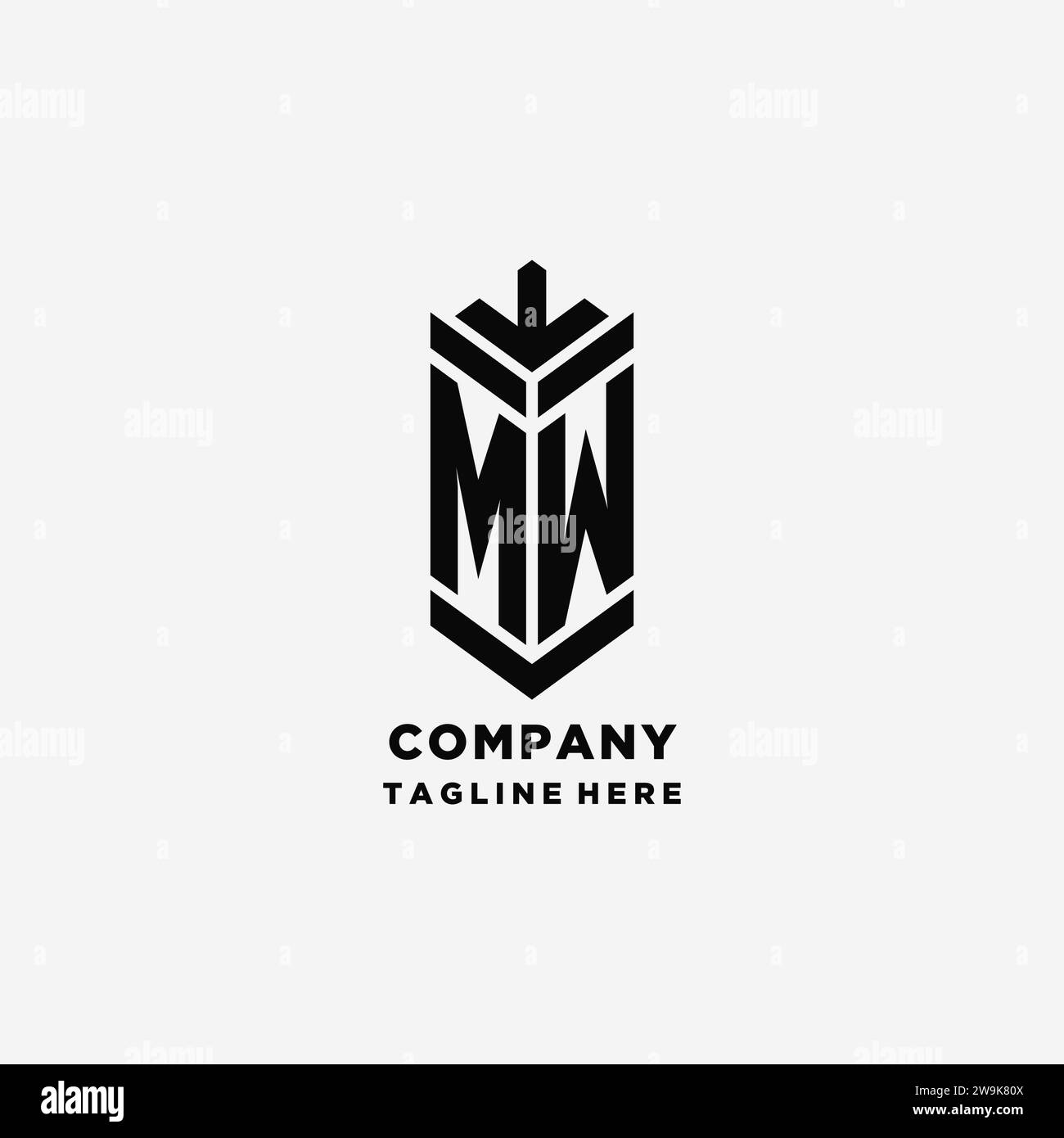 Initial mw logo vector vectors Black and White Stock Photos & Images ...