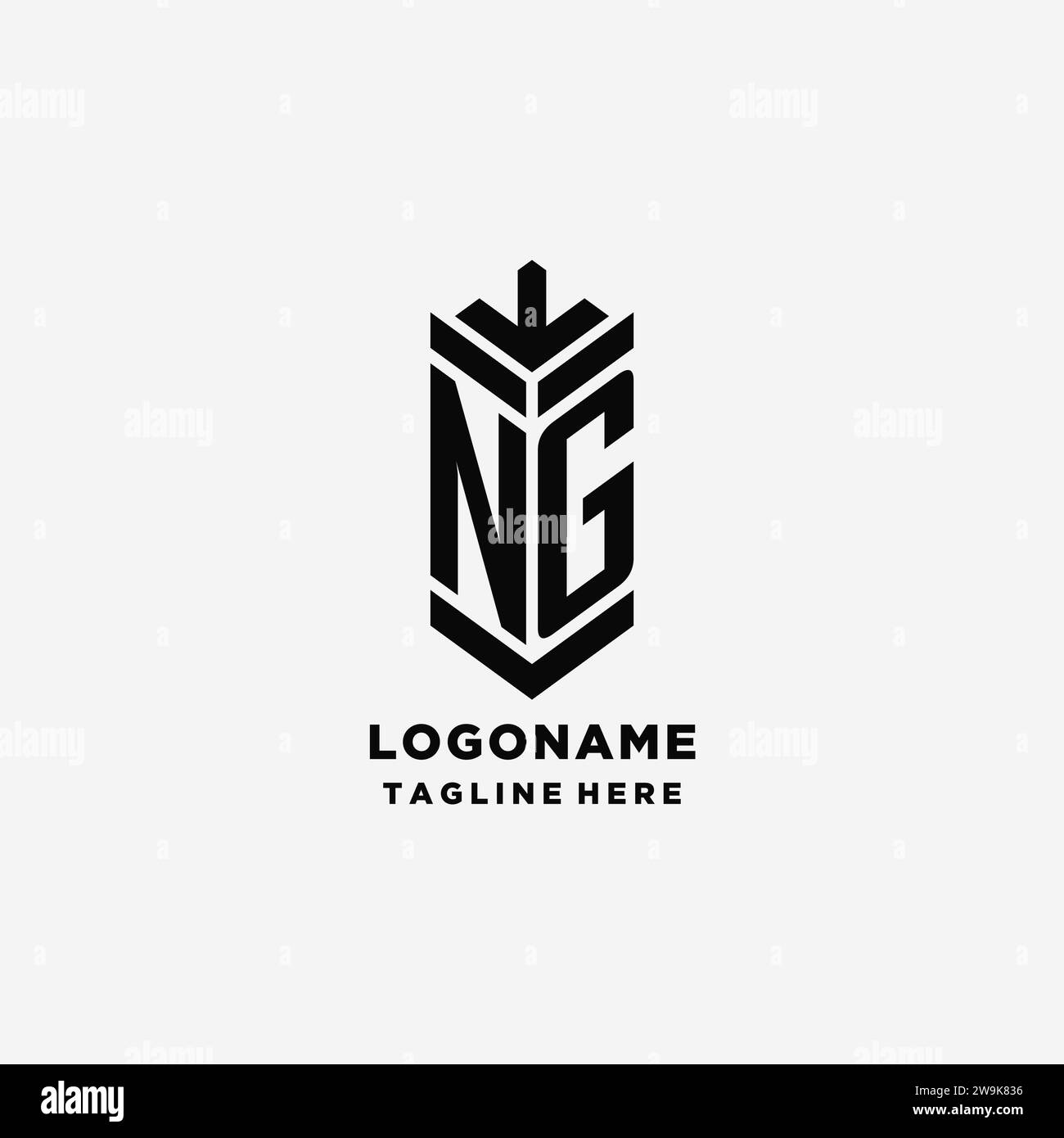 Initials NG shield logo design, creative monogram logo inspiration ...