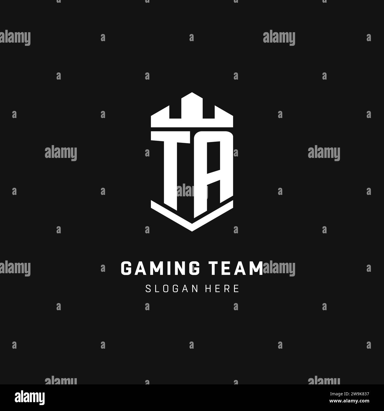 TA monogram logo initial with crown and shield guard shape style vector ...