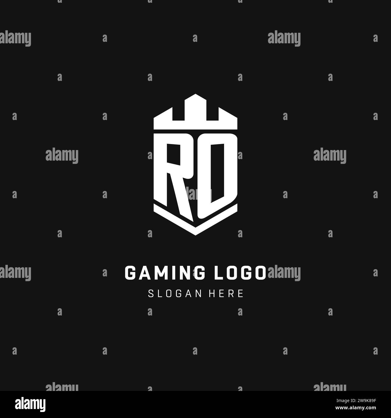 RO monogram logo initial with crown and shield guard shape style vector graphic Stock Vector ...