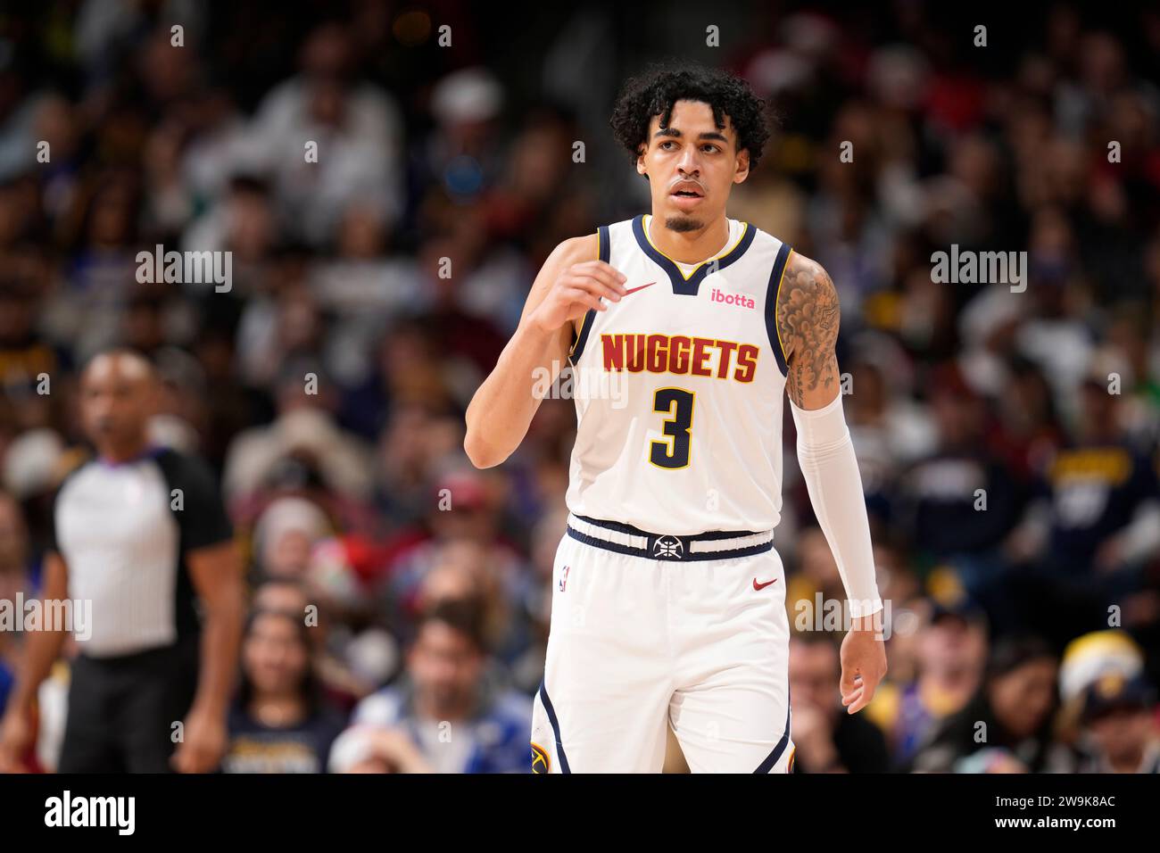 Denver Nuggets guard Julian Strawther (3) in the first half of an NBA ...
